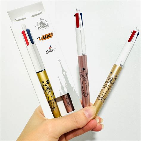 Pack 2 Bolis Bic 4 Colores Simba Y Nala Rey Leon Disneyland Paris