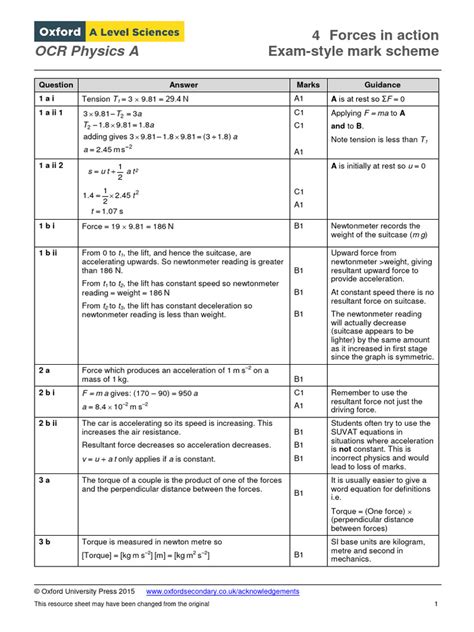 Chapter 4 Test Mark Scheme 3 Pdf Force Torque