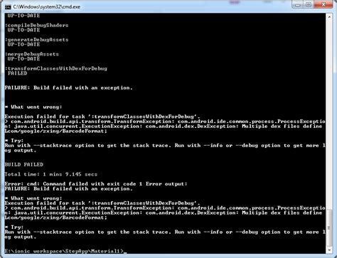 Cordova Ionic Application Run Error Multiple Dex Files Define Lcom