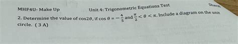 Solved MHF U Make UpUnit Trigonometric Equations Chegg Com