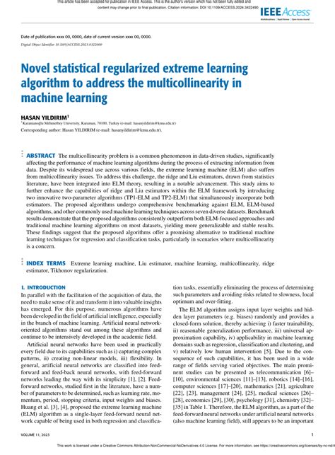 Pdf Novel Statistical Regularized Extreme Learning Algorithm To