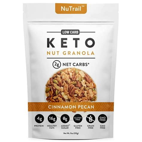 Nutrail Keto Low Grain Free Sugar Cereal Cinnamon Pecan Nut Granola