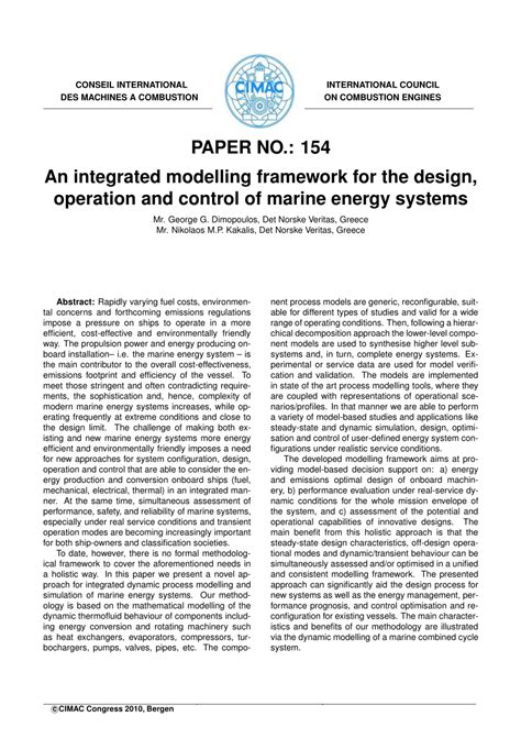Pdf An Integrated Modelling Framework For The Design Operation And