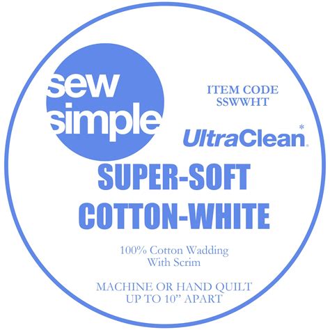 Sew Simple Super Soft 100 Bleached White Cotton Wadding Board 90 Inches X 75m Eqs Uk