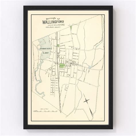 Wallingford Map 1893 Vintage Wallingford Map Old Wallingford