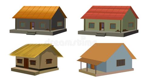 African Style Traditional House Collection Set Of Village Hut With