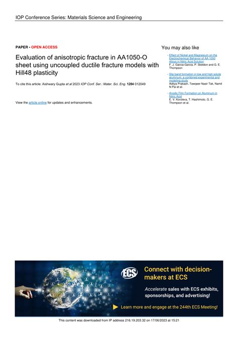 Pdf Evaluation Of Anisotropic Fracture In Aa1050 O Sheet Using