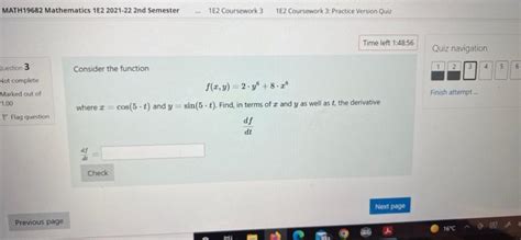 Solved MATH19682 Mathematics 1E2 2021 22 2nd Semester 1E2 Chegg