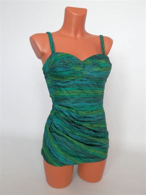 1950s Swimsuit Vintage Pinup Bather Swimming Costume Via Etsy