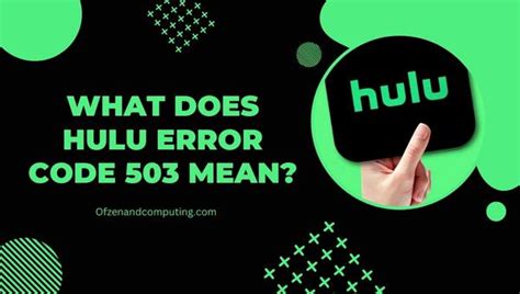 Fix Hulu Error Code 503 How 2025 S Experts Do It
