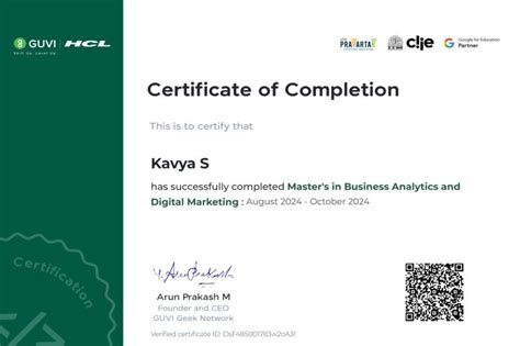 Kavya Sriram On Linkedin Businessanalytics Digitalmarketing Guvi Hcl Iitmpravartak