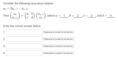 solved consider the following recurrence relation an 2an 1
