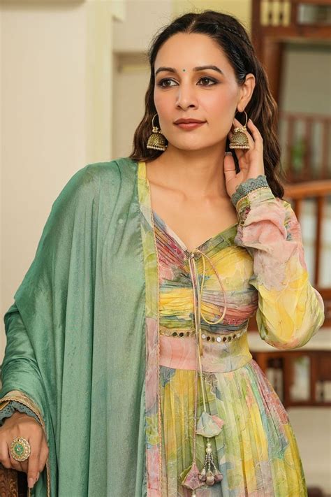 Chinnon Anarkali Kurti Afgani Pent With Duptta Set Mirror Work Long