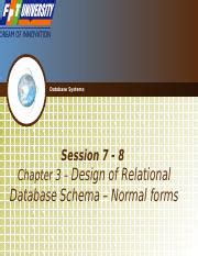 Chapter Design Of Relational Database Schema NormalForms Ppt Database Systems Session
