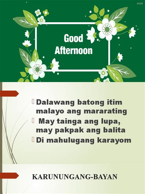 Filipino 8 Mga Bugtong Salawikain O Kasabihan At Sawikain Pdf