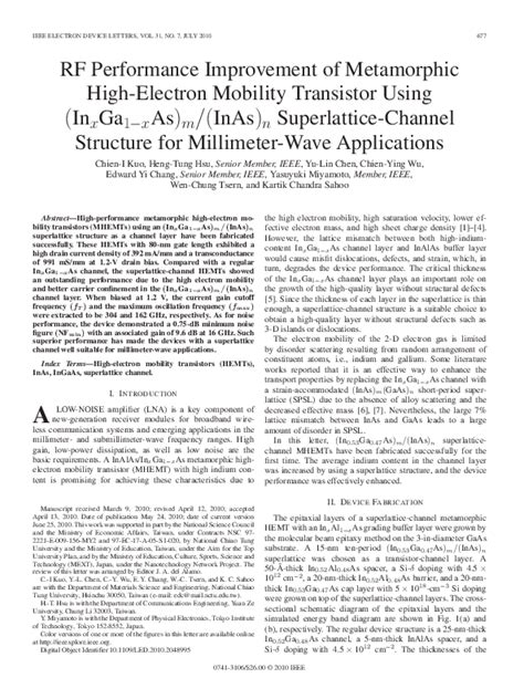 Pdf Rf Performance Improvement Of Metamorphic High Electron Mobility