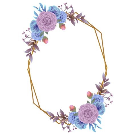 Luxury Wedding Blue And Purple Vector Flower Floral With Geometric