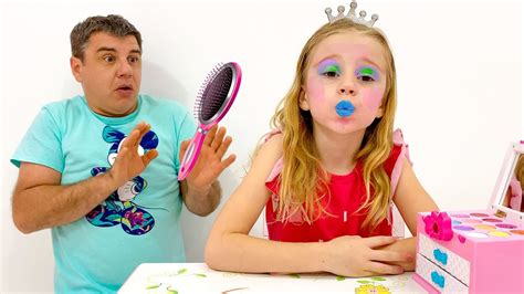 Nastya And Dad Do Dress Up And Make Up At Home YouTube