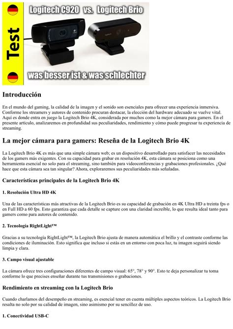PPT La mejor cámara para gamers Reseña de la Logitech Brio 4K
