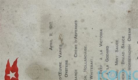 Titanics First Class Dinner Menu Expected To Fetch £60000 At Auction