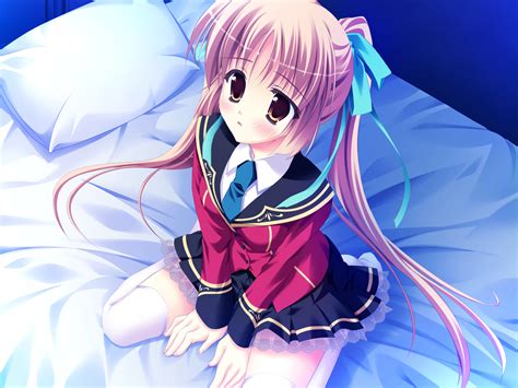 Amano Satsuki Bed Blush Brown Hair Game Cg Hinamatsuri Touko School