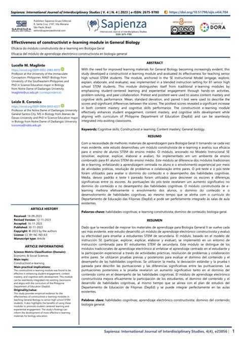 Pdf Effectiveness Of Constructivist E Learning Module In General Biology