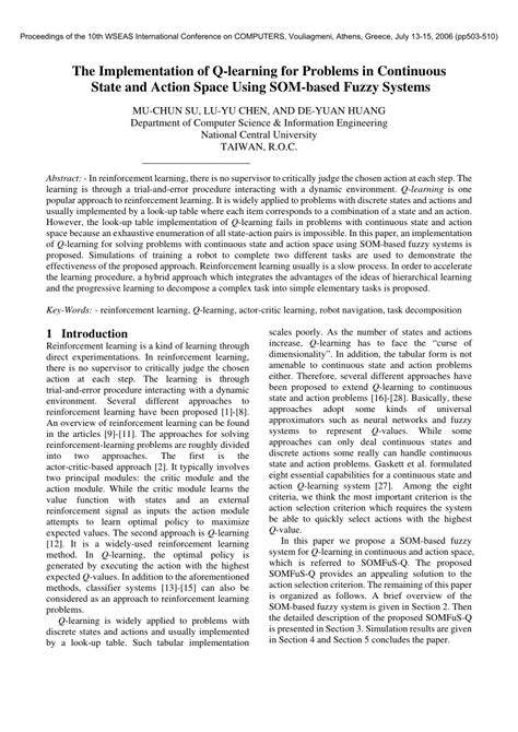 Pdf The Implementation Of Q Learning For Problems In Continuous State