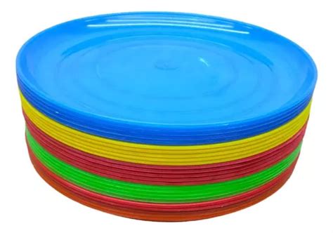 Platos Taqueros Planos Redondos Plastico Colores Fiestas Meses Sin Intereses