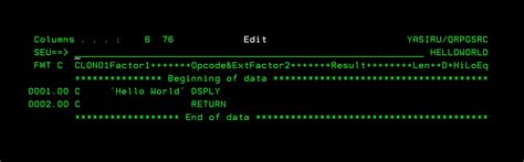 Simple Rpgle Program Hello World As400 Iseries