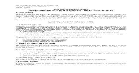 Guía Para Redacción De Ensayo Fundamentos · GuÍa Para La Escritura