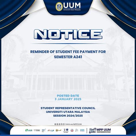 Laman Rasmi Mpp Uum [notis Peringatan Pelunasan Yuran Pelajar Bagi Semester A241