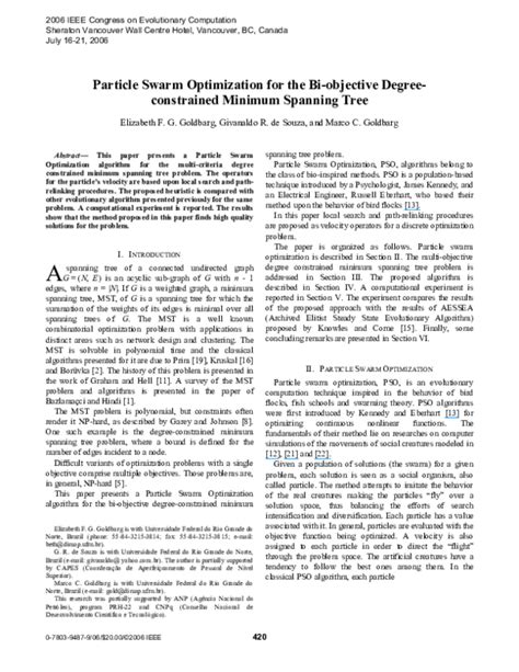 Pdf Particle Swarm Optimization For The Bi Objective Degree