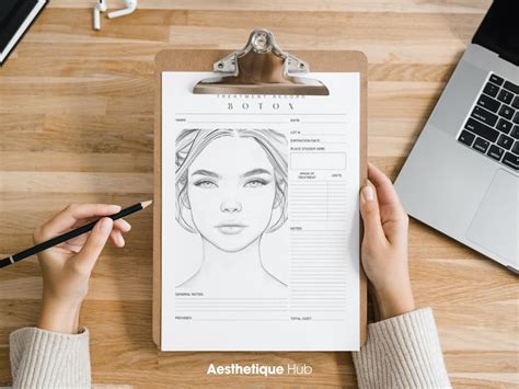 Botox Treatment Record Form Template Aesthetic Injection Face Chart For