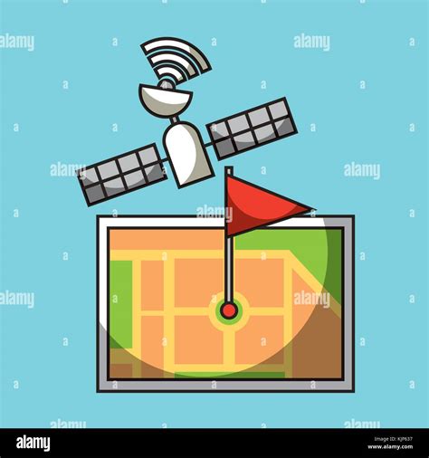 Gps Navigation Satellite Map Pin Flag Location Stock Vector Image Art