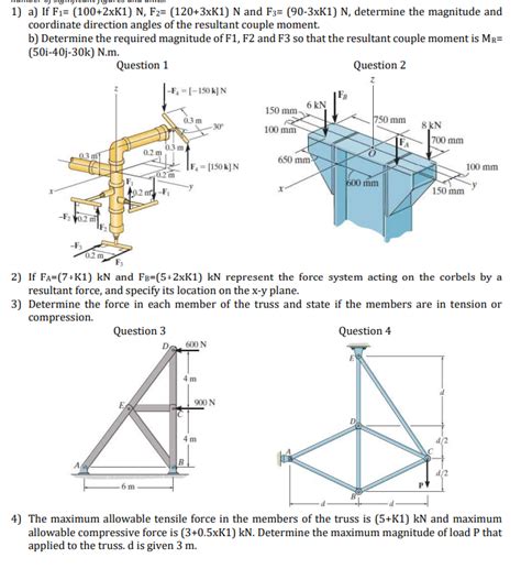 Solved A If F1 100 2xk1 N F2 120 3×k1 N And