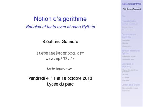 Notion D Algorithme Boucles Et Tests Avec Et Sans Python