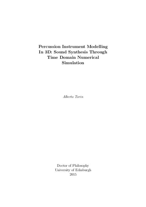 pdf percussion instrument modelling in 3d sound synthesis through