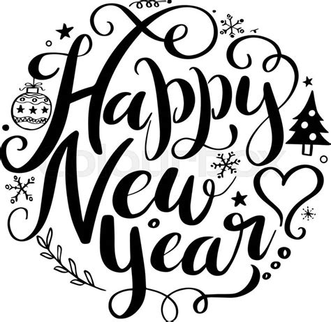 Happy New Year Lettering Circle Colourbox