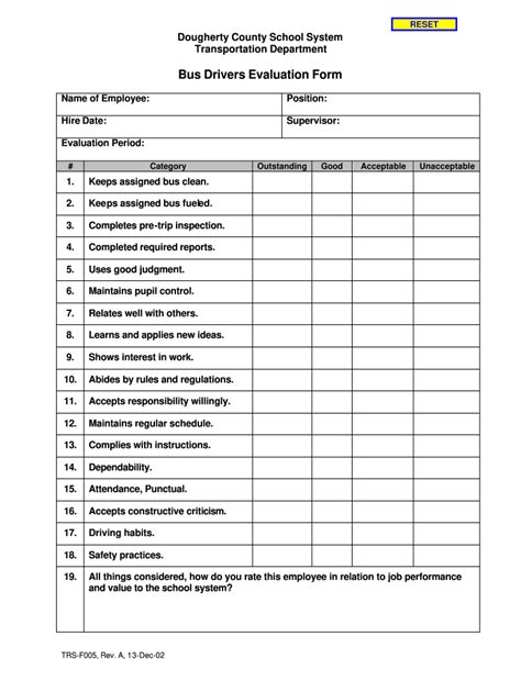 Printable Road Test Form