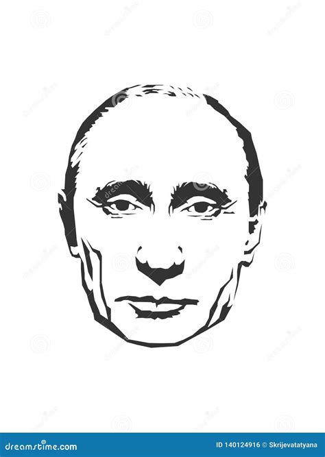 President Vladimir Putin Caricature Cartoon Style Vector