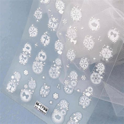 3d엠보 네일스티커 390 눈꽃 리본 별 크리스마스