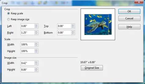 OpenOffice Calc X Cropping Pictures