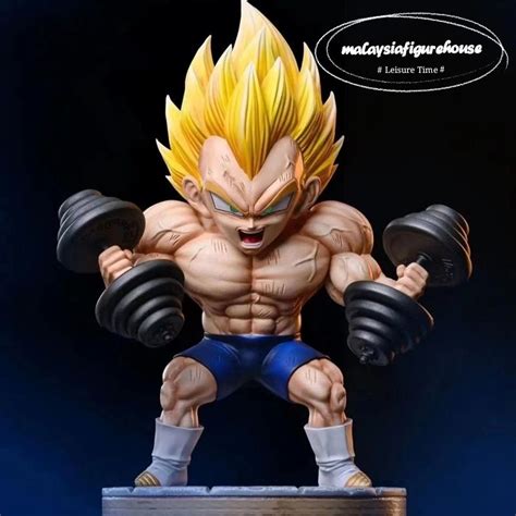 22cm Dragon Ball Vegeta Workout Muscle Dumble Gohan Gk Figure Statue Model 七龙珠 贝吉塔 悟饭 健身 肌肉 哑铃