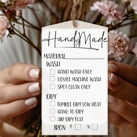 Printable Crochet Care Hangtags Washing Labels Laundry Pdf Handmade Instructions Crochet Care