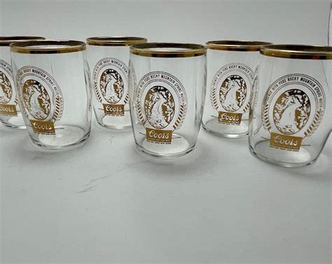 Vintage Coors Gold Rimmed Barrel Set Of 6 Shot Glasses Etsy