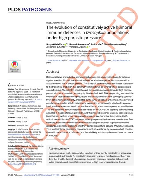 Pdf The Evolution Of Constitutively Active Humoral Immune Defenses In