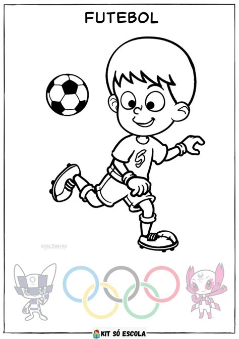 Desenhos sobre as Olimpíadas Para colorir Futebol SÓ ESCOLA