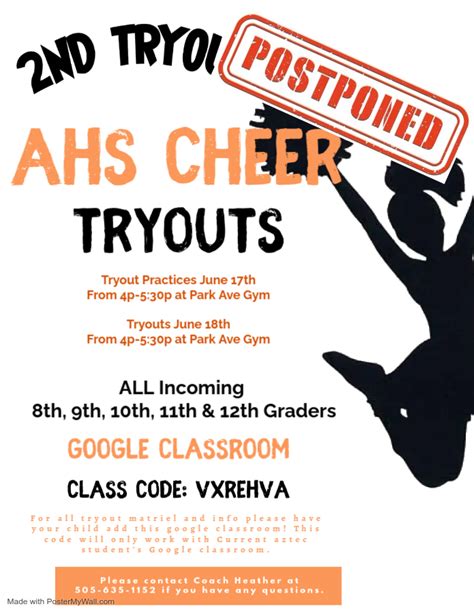 Aztec Schools 📣 Update Ahs Cheer Tryouts Postponed 🐅 Facebook