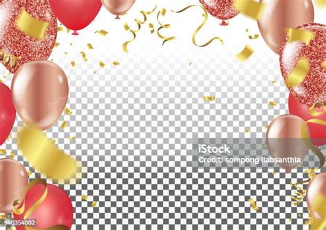 빨간색과 금색 Confettivector 축제 그림의 떨어지는 반짝 색종이 격리 투명 바둑판 무늬 배경에 디자인에 대 한 휴일