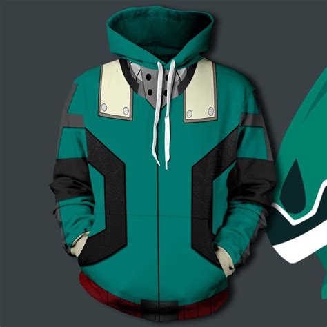 Deku Hoodie Anime Cosplay Manga Boku No Hero Power All Might Mens